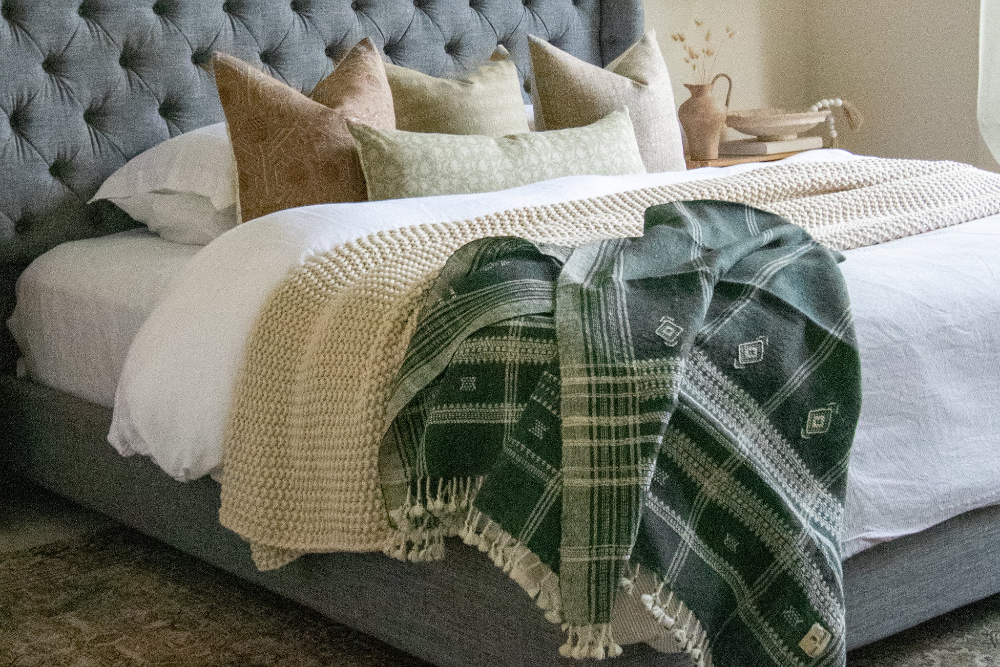 Indian Wool Blanket, Black Couch Throw, Large Couch Cover, Sofa Coverl